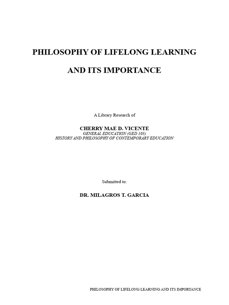 Philosophy of Lifelong Learning and Its Importance | Download Free PDF ...