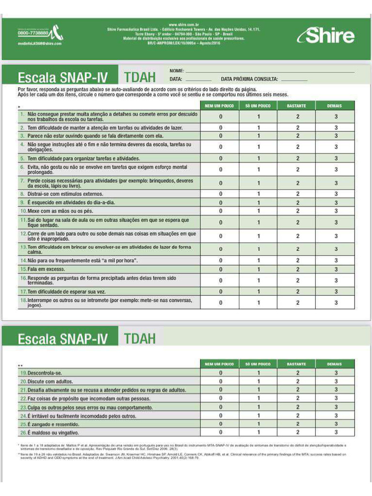 Escala SNAP-IV TDAH | PDF