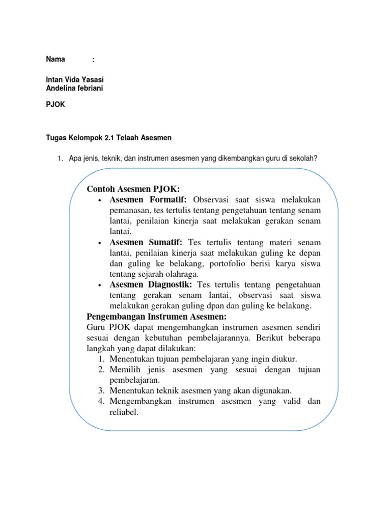 Tugas Kelompok 2.1. Telaah Instrumen (Ruang Kolaborasi) | PDF
