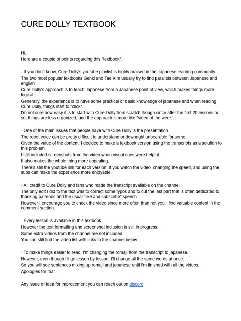 Cure Dolly Textbook | Download Free PDF | Japanese Language | Verb