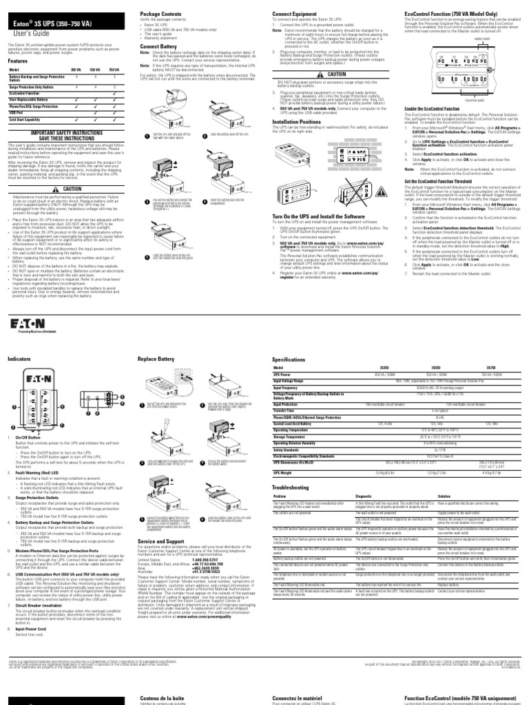 Eaton 3s Users Guide | PDF | Ac Power Plugs And Sockets | Backup