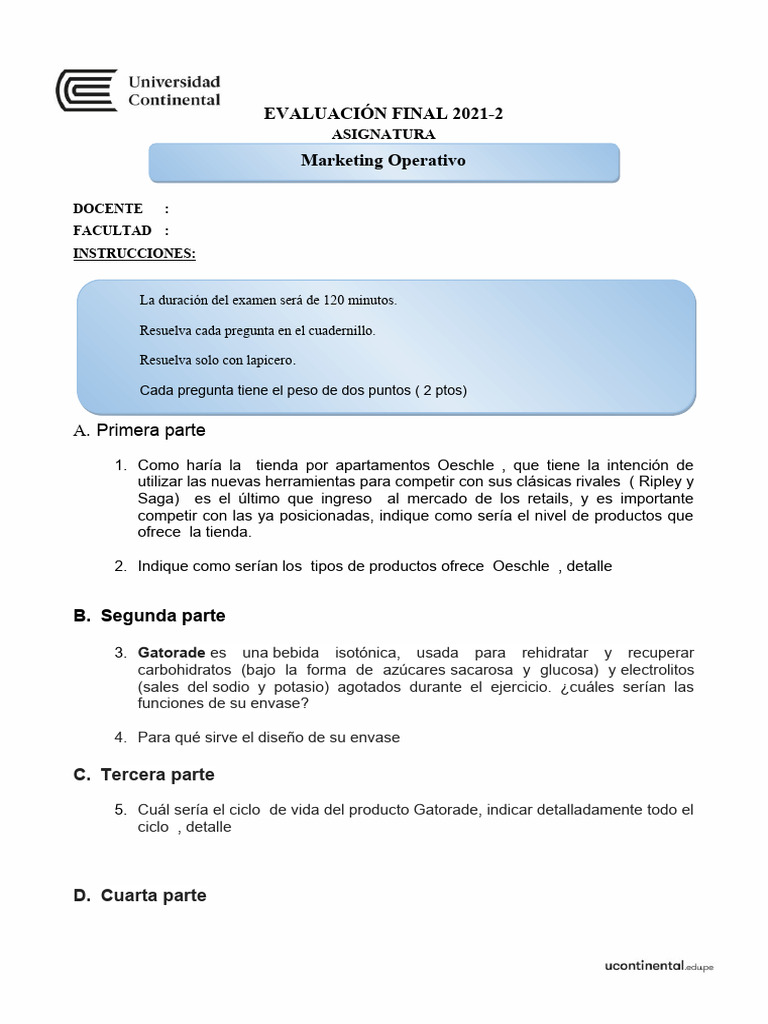 Examen Final - MKT | PDF