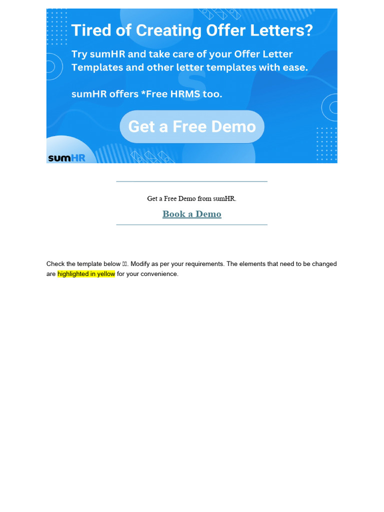 Offer Letter Email Template | PDF | Career & Growth