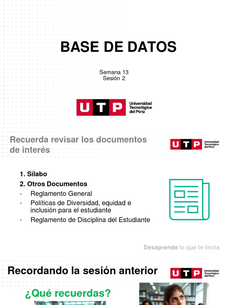 S13 - s2 - Administración de Base de Datos - Parte 2 | PDF | Bases de datos | Apoyo