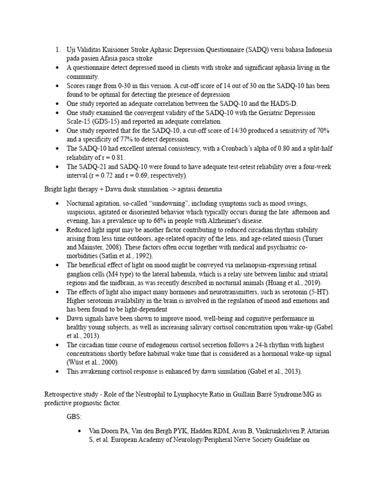 Uji Validitas Kuisioner Stroke Aphasic Depression Questionnaire | PDF ...