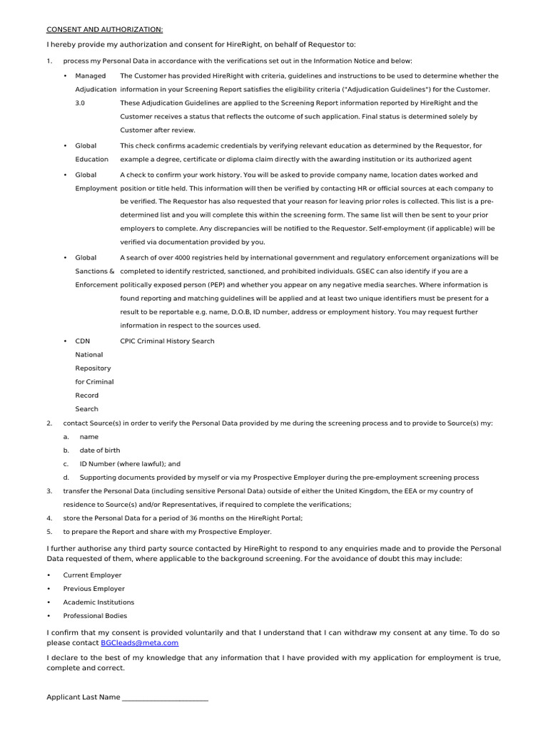 Unsigned Document | PDF | Background Check