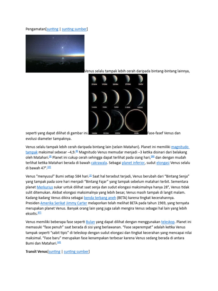 Fase dan Transit Planet Venus | PDF