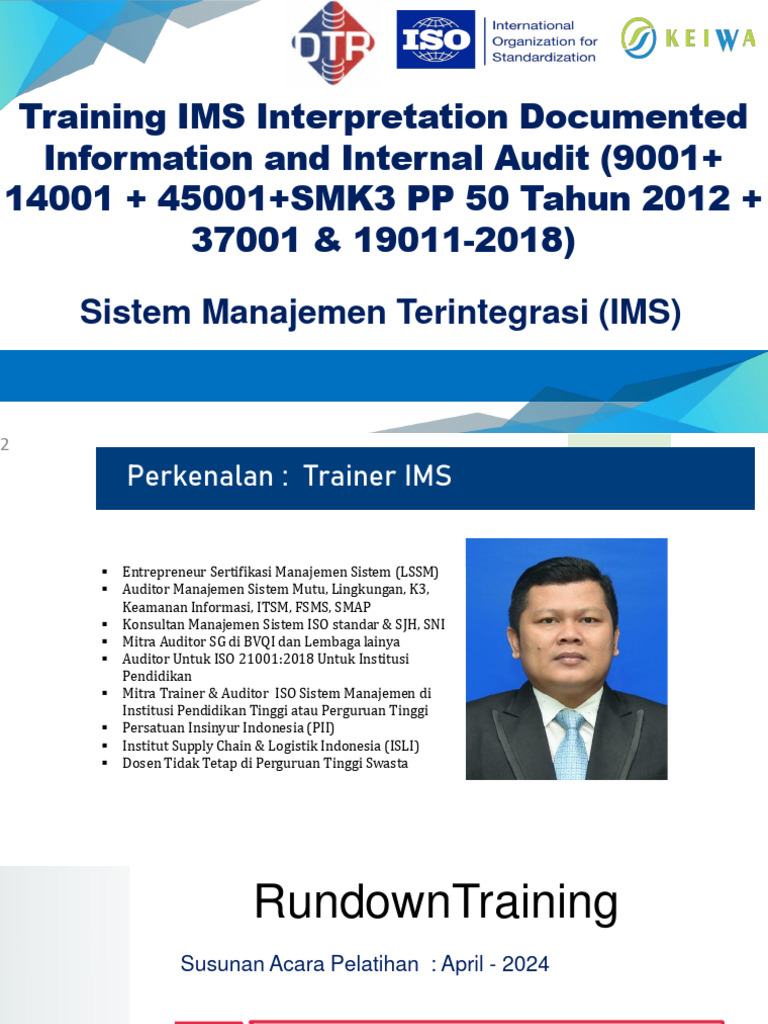 Materi Training Awareness IMS DTR 2023 REV 01 | PDF