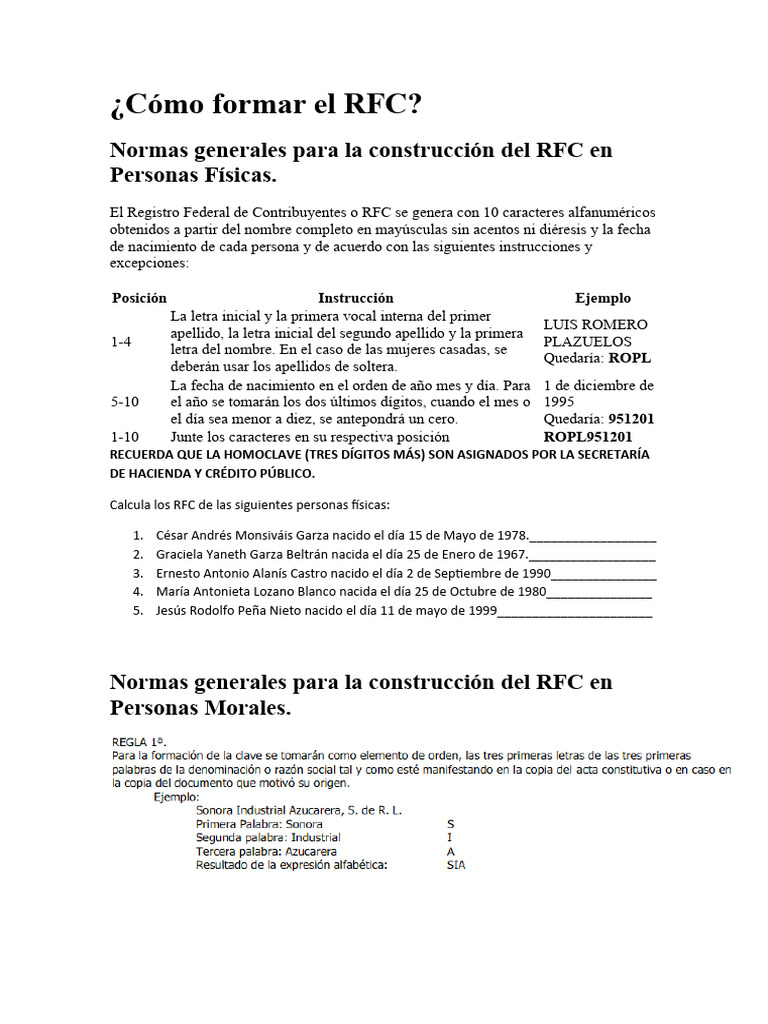 Como Se Calcula El RFC | PDF