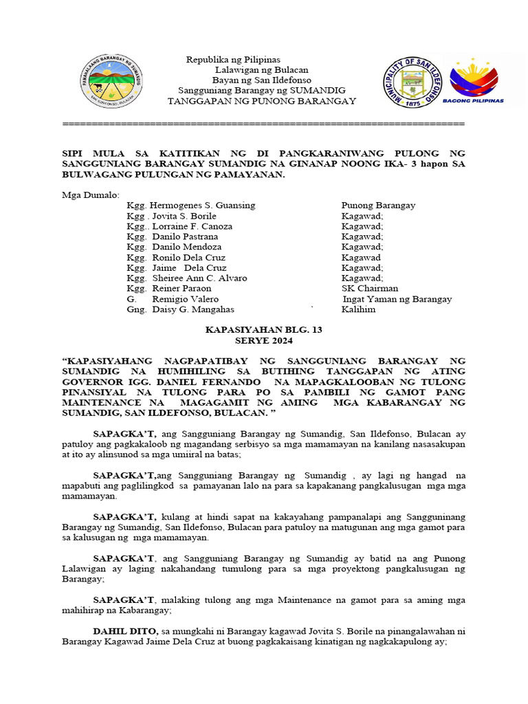 Reso Paghingi NG Pang BP | PDF