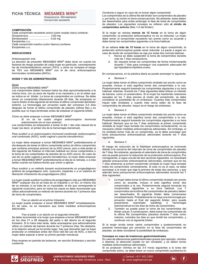 Mesames Mini: Ficha Técnica | PDF