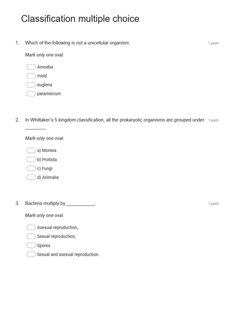 Biology Classification Quiz | PDF | Taxonomy (Biology) | Scientific ...
