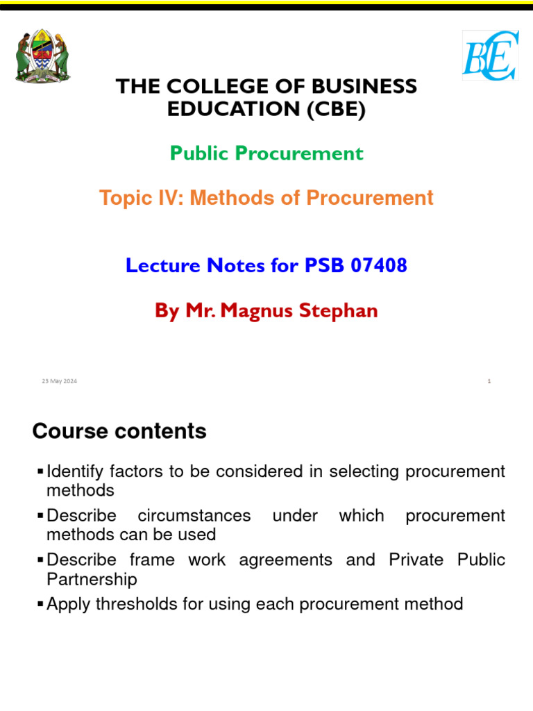 Lecture 4 Methods of Procurement | PDF | Procurement | Economies