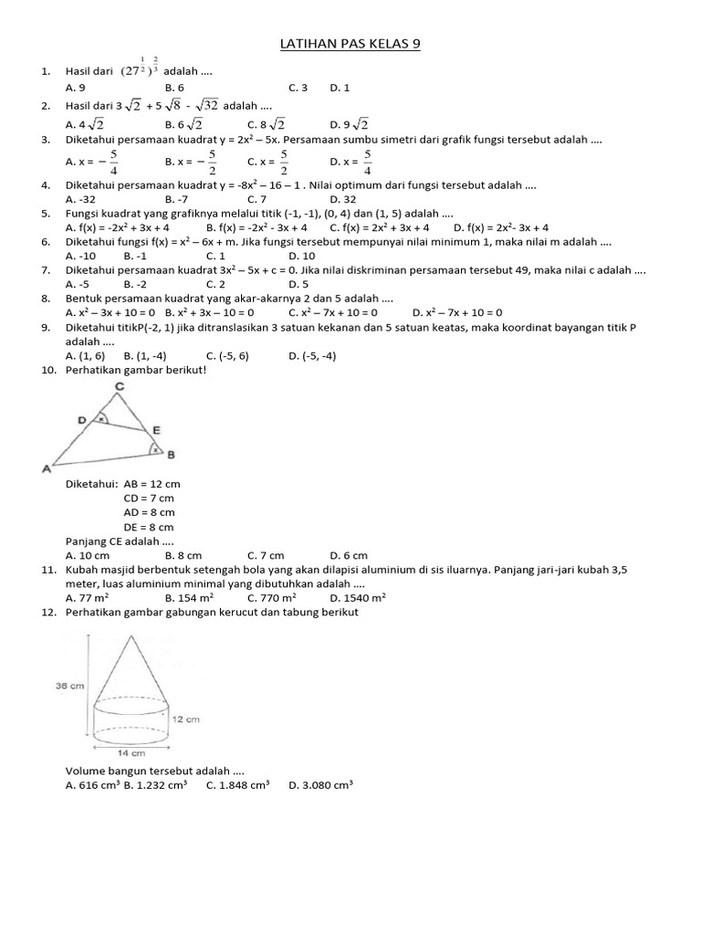 Latihan - 1 - Pas Kelas 9 | PDF | Metode & Bahan Ajar