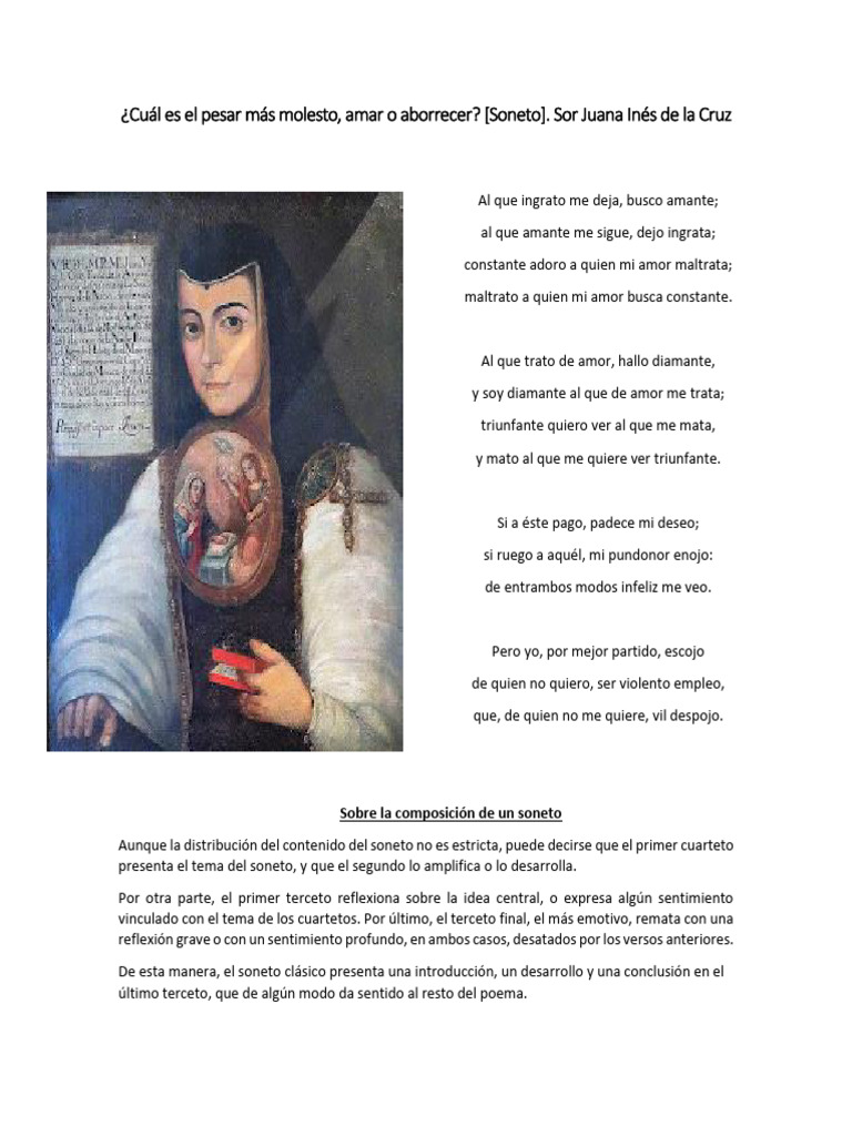 Soneto de Sor Juana: Amar o Aborrecer | PDF | Sonetos
