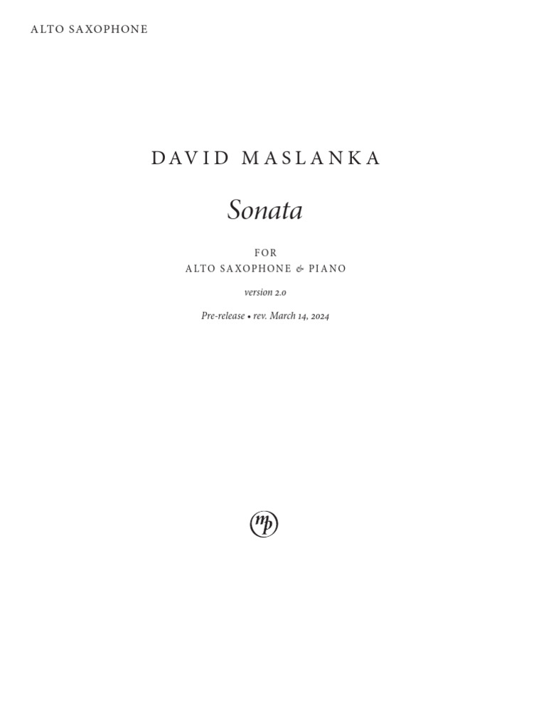 Maslanka Sonata Beta Version Part | PDF | Musical Forms | Music Theory