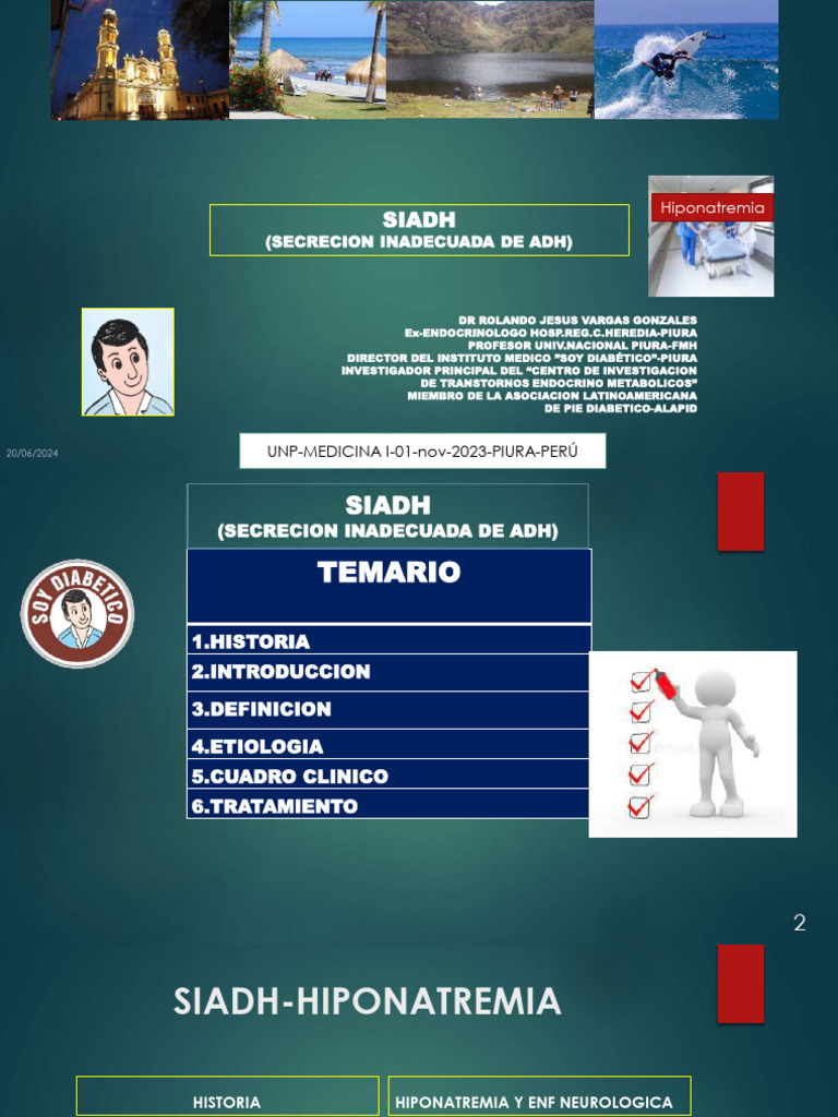 SIADH e Hiponatremia en Neurología | PDF | Sodio