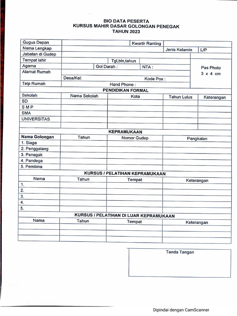 Biodata Peserta KMD | PDF