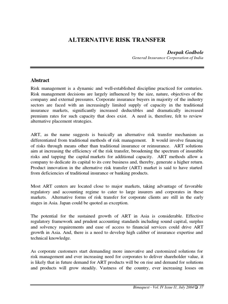 Exploring the Growing Potential of Alternative Risk Transfer Mechanisms ...