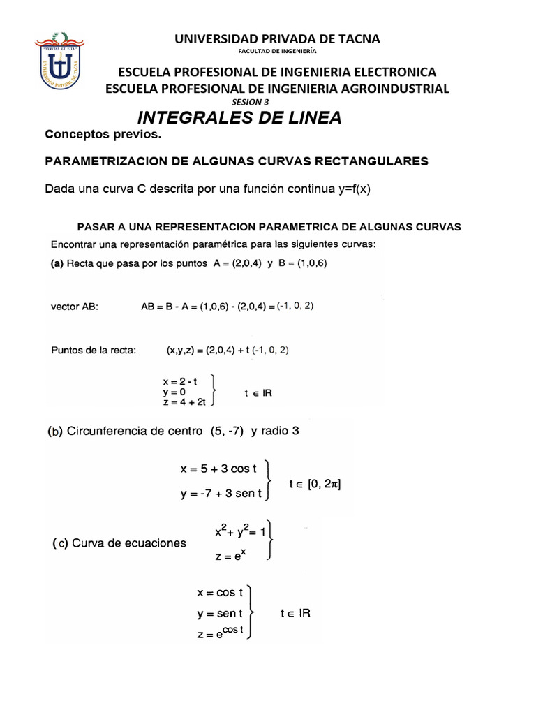 Sesion 3 - Integrales de Linea Escalares | PDF | Integral | Álgebra