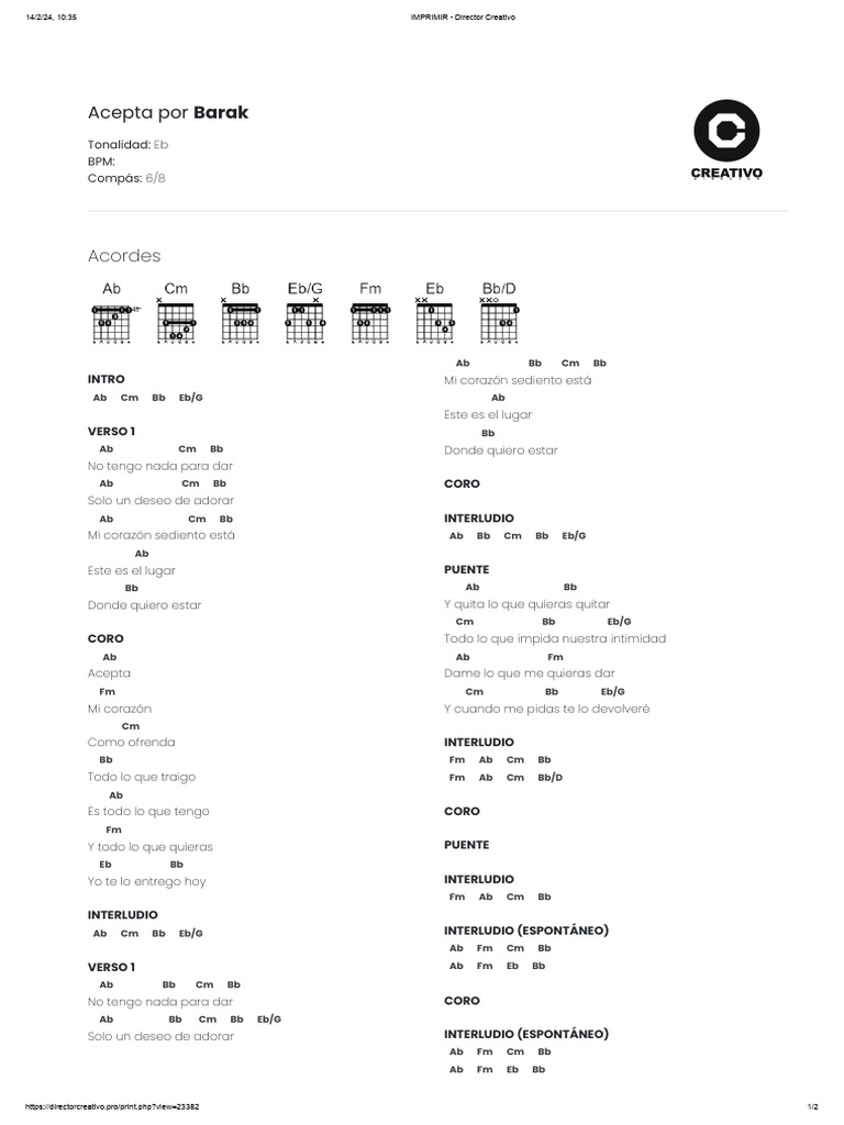 Acepta - Barak | PDF | Composiciones Musicales | Elementos de la música