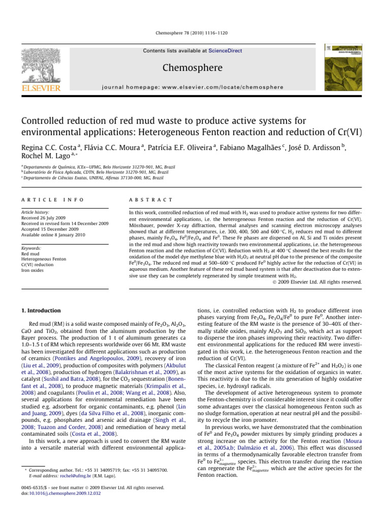 Controlled Reduction of Red Mud Waste To | PDF | Hydrogen Peroxide ...