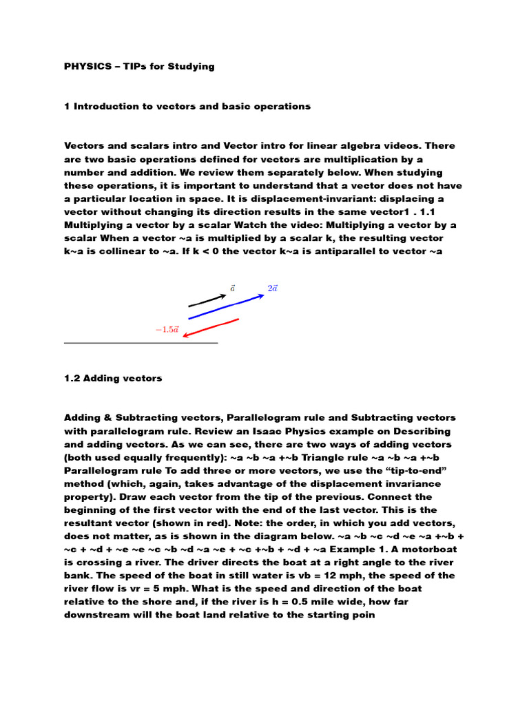 PHYSICS - Vectors Examples and Solutions | PDF | Vector Space | Scalar ...