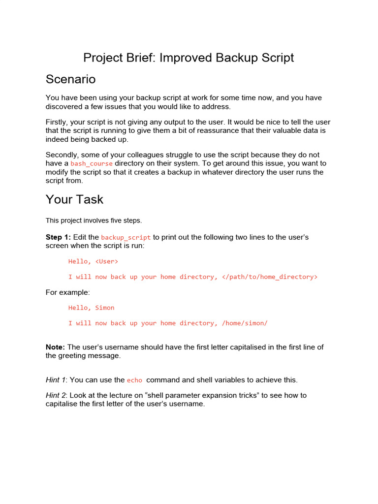 6 Command+Substitution+Project+ +brief | PDF | Backup | Parameter ...