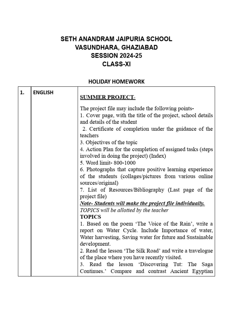 H.HW Class Xi - 2024-25 | PDF | Statistics | Psychology