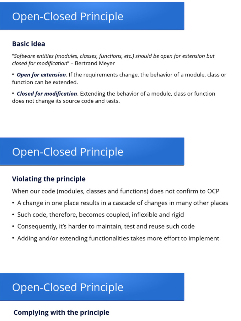 Open-Closed Principle: Basic Idea | PDF | Inheritance (Object Oriented Programming) | Class ...