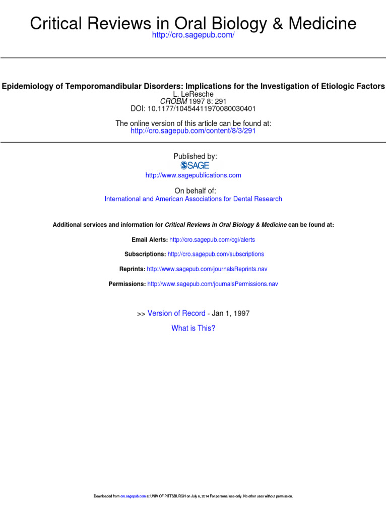 Leresche 1997 | PDF | Epidemiology | Experiment