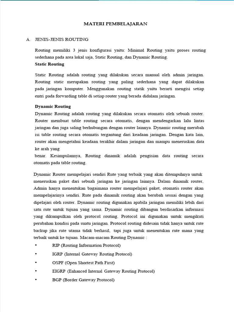 Jenis dan Proses Routing Jaringan | PDF