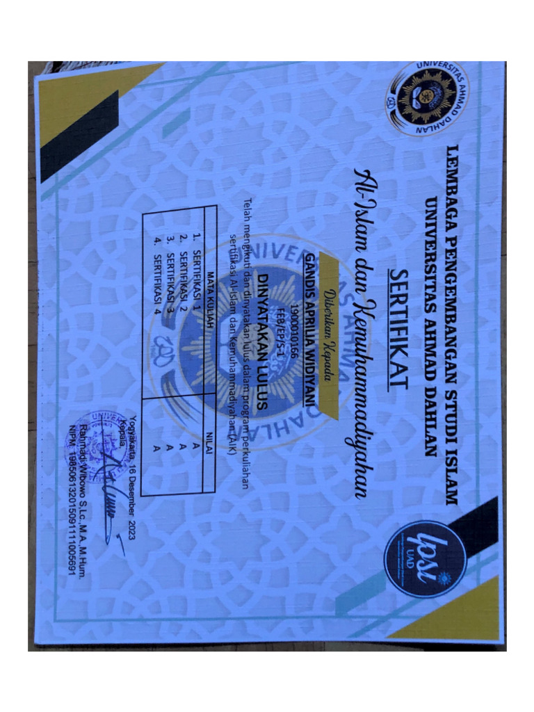 Sertifikat LPSI | PDF