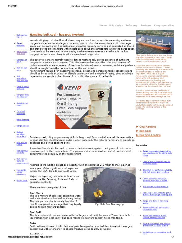 Coal Carriage Safety Precautions Guide | PDF | Coal | Methane