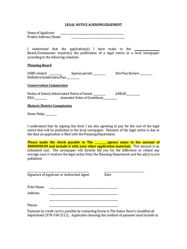 Legal Notice Acknowledgment Template | PDF | Business | Law