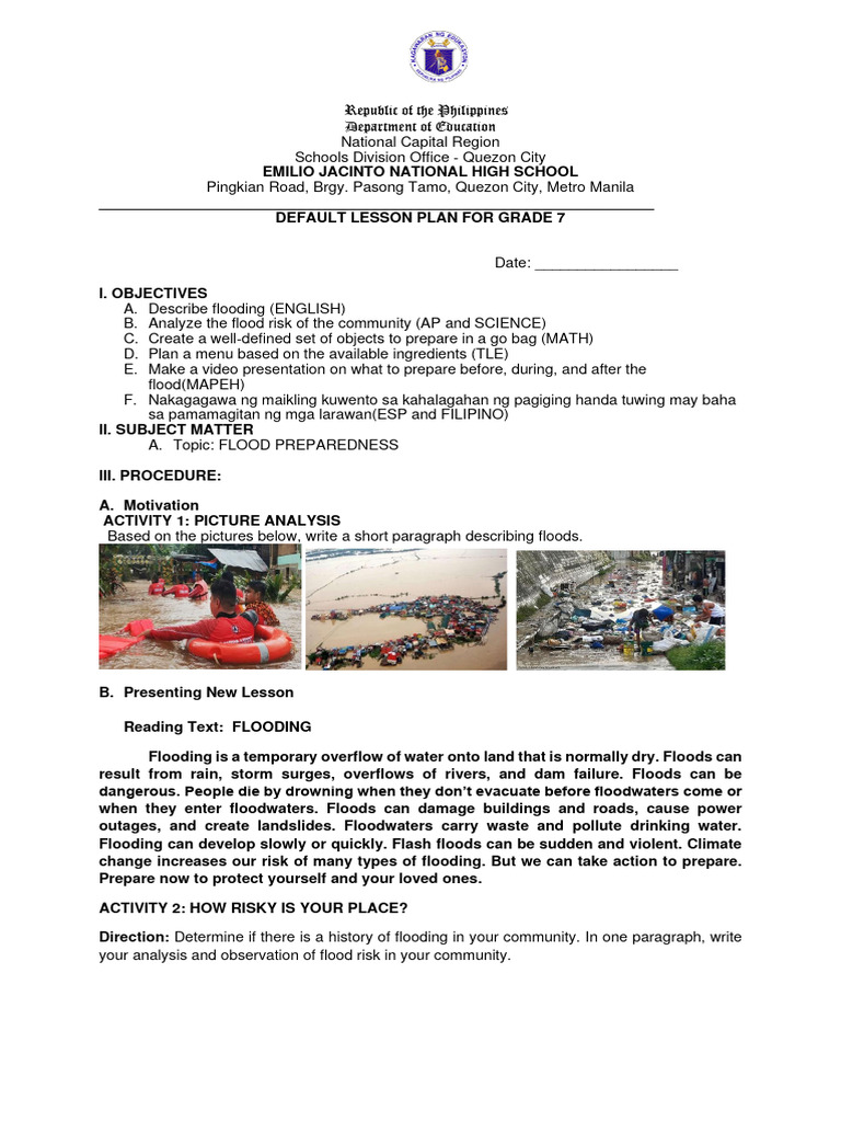 Default Lesson Plan For Grade 7 | PDF | Flood | Weather