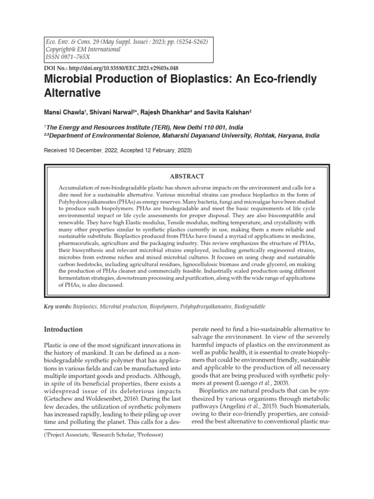 Microbial Production of Bioplastics An Eco Friendly h47h608k | PDF ...