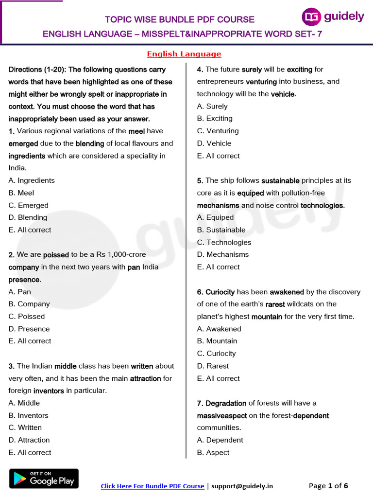 Misspelt & Inappropriate Word Set - 7-1719378028947 | PDF | Word