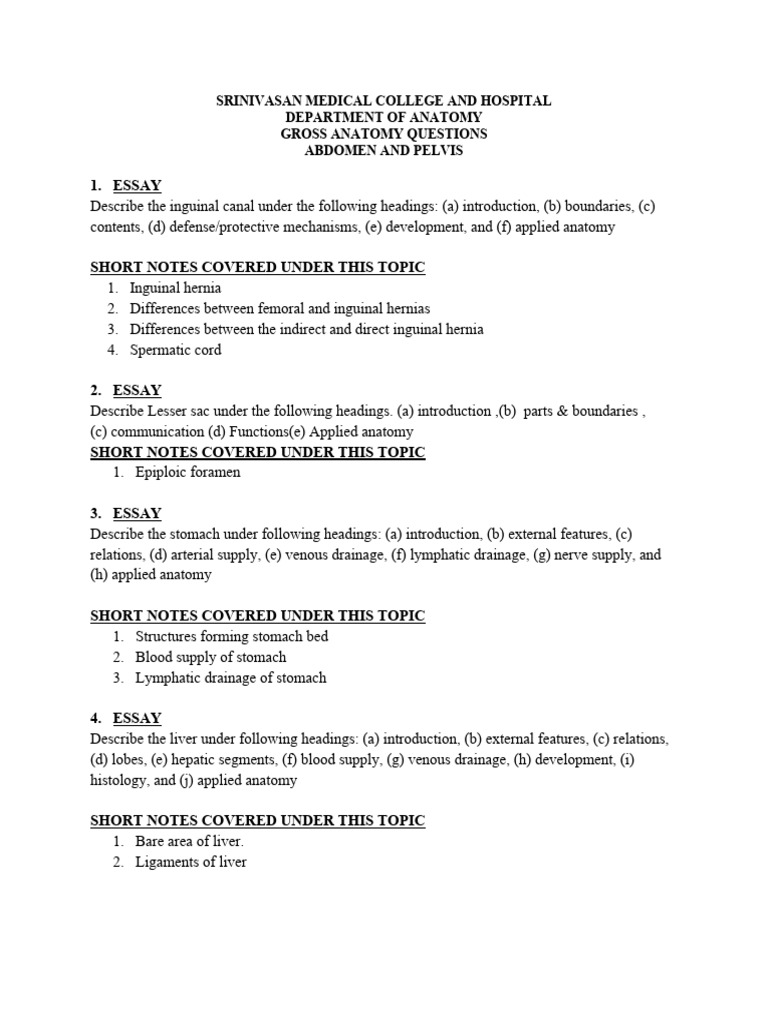 Abdomen & Pelvis Question Bank PDF | PDF | Hemorrhoid | Abdomen