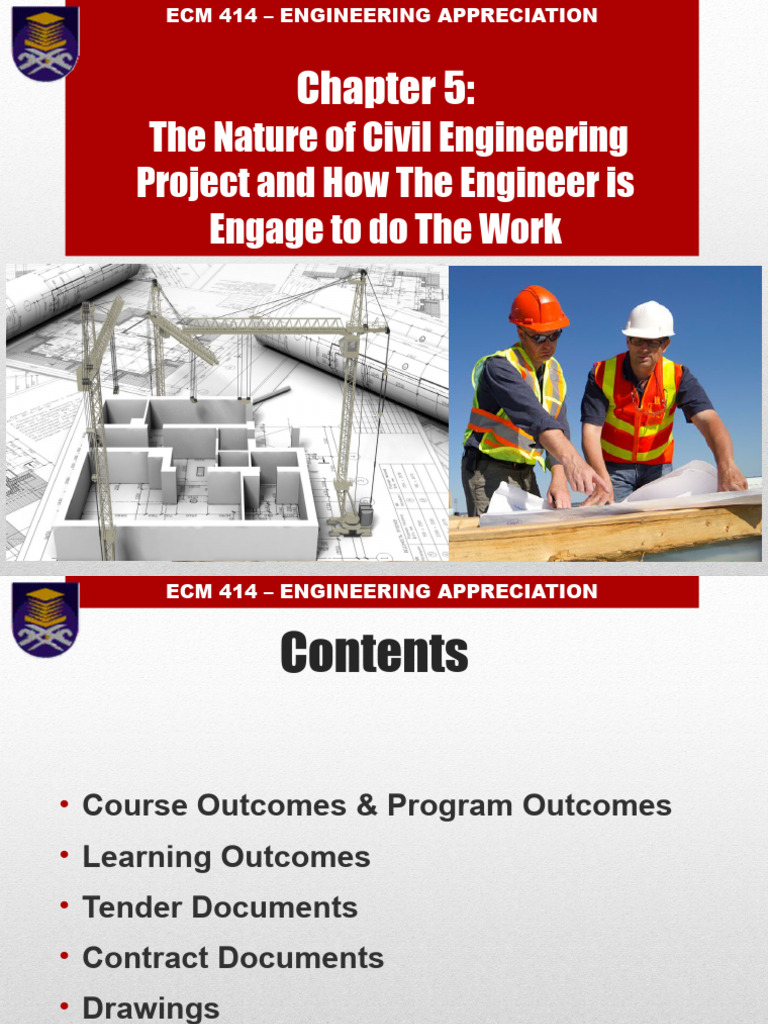 CHAPTER 5 The Nature of Civil Engineering Project and How The Engineer ...