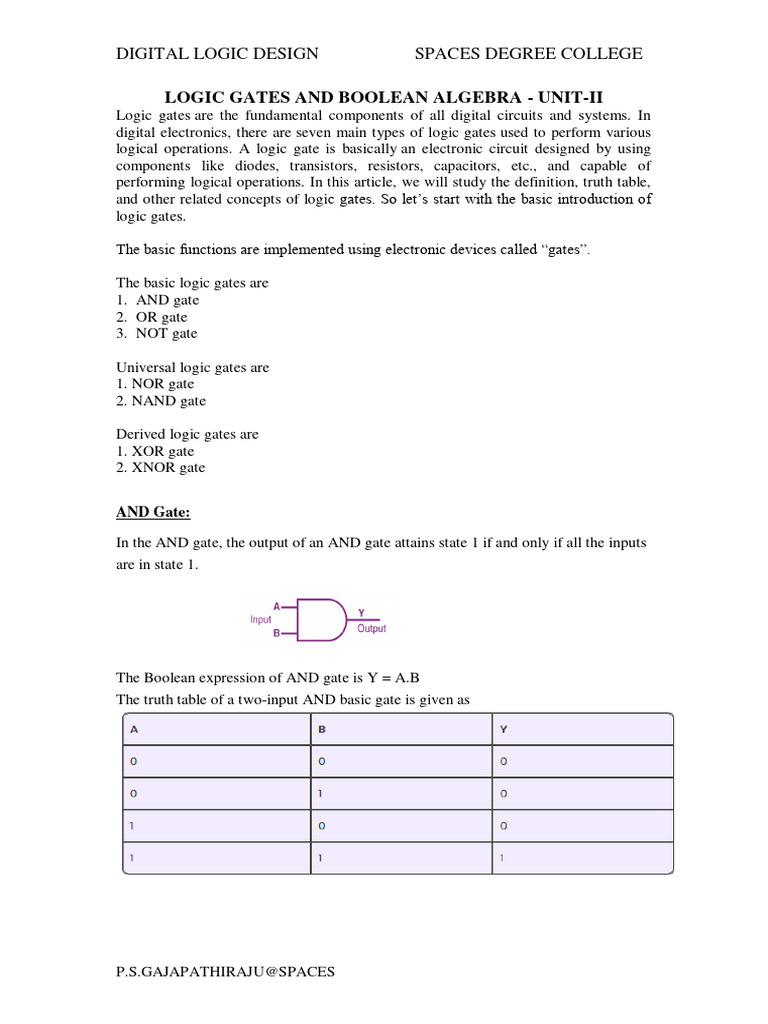 Dld Unit 2(Spaces) | Download Free PDF | Logic Gate | Boolean Algebra