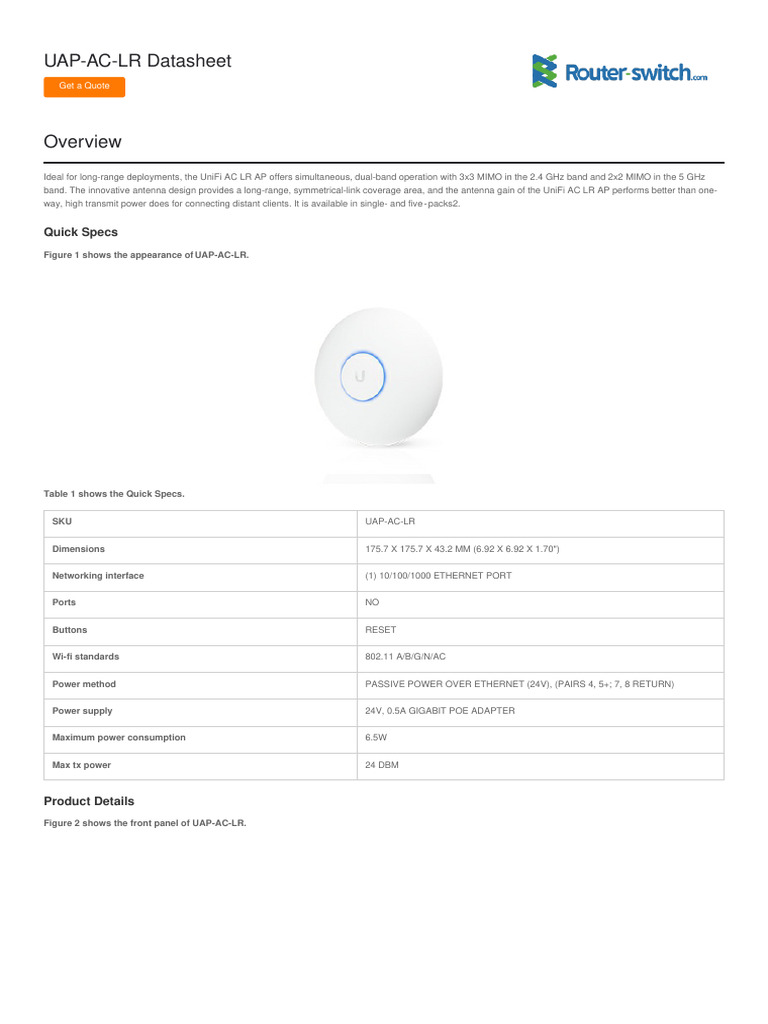Ficha Tecnica uap-ac-lr | PDF | Wi Fi | Computing