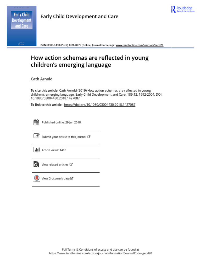 How Action Schemas Are Reflected in Young Children S Emerging Language ...