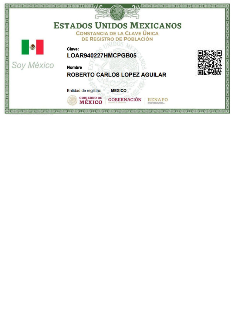 eJEMPLOS DE CURP | PDF