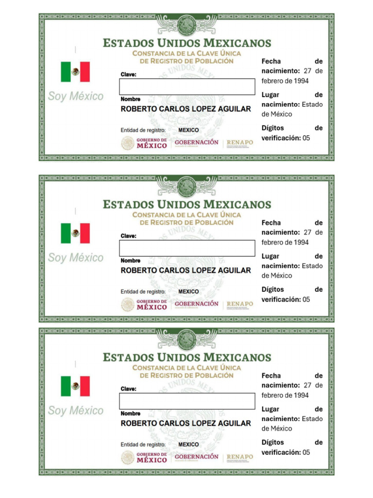 Ejercicio de Curp | PDF