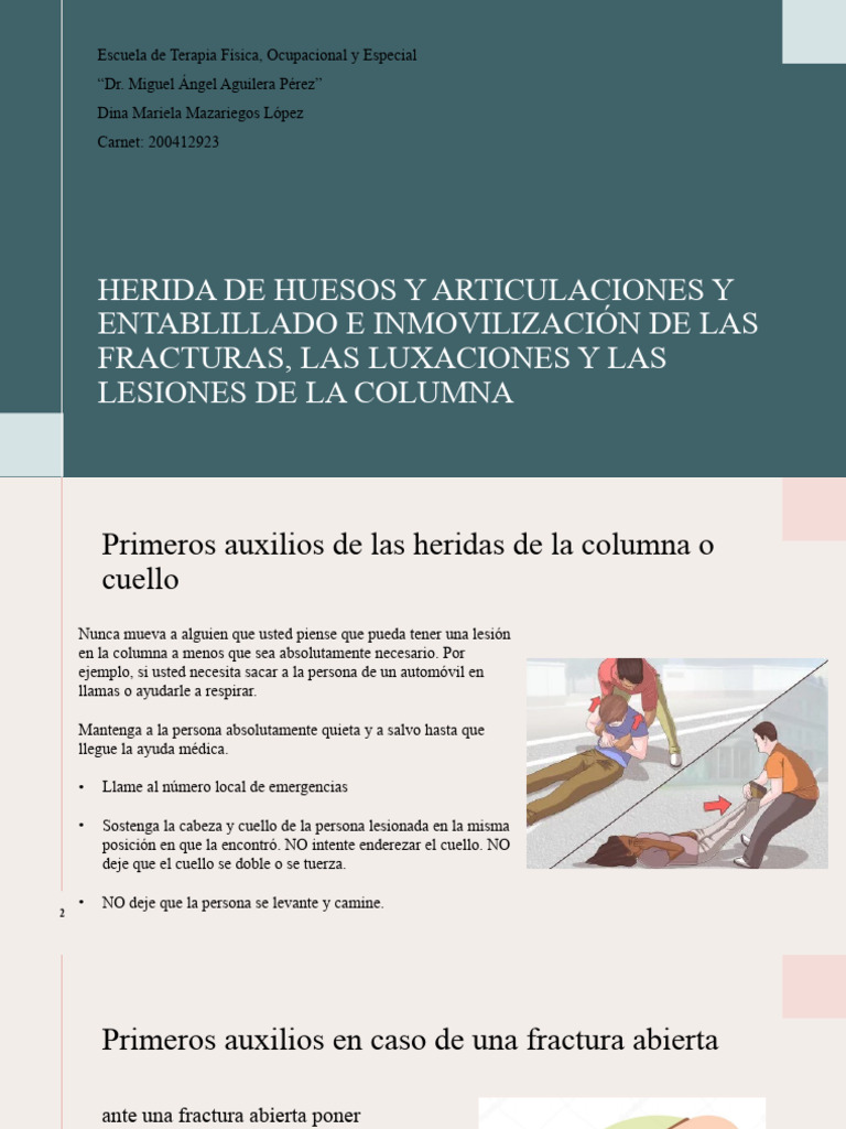 Primeros Auxilios: Fracturas y Lesiones | PDF | Hueso | Osteoporosis