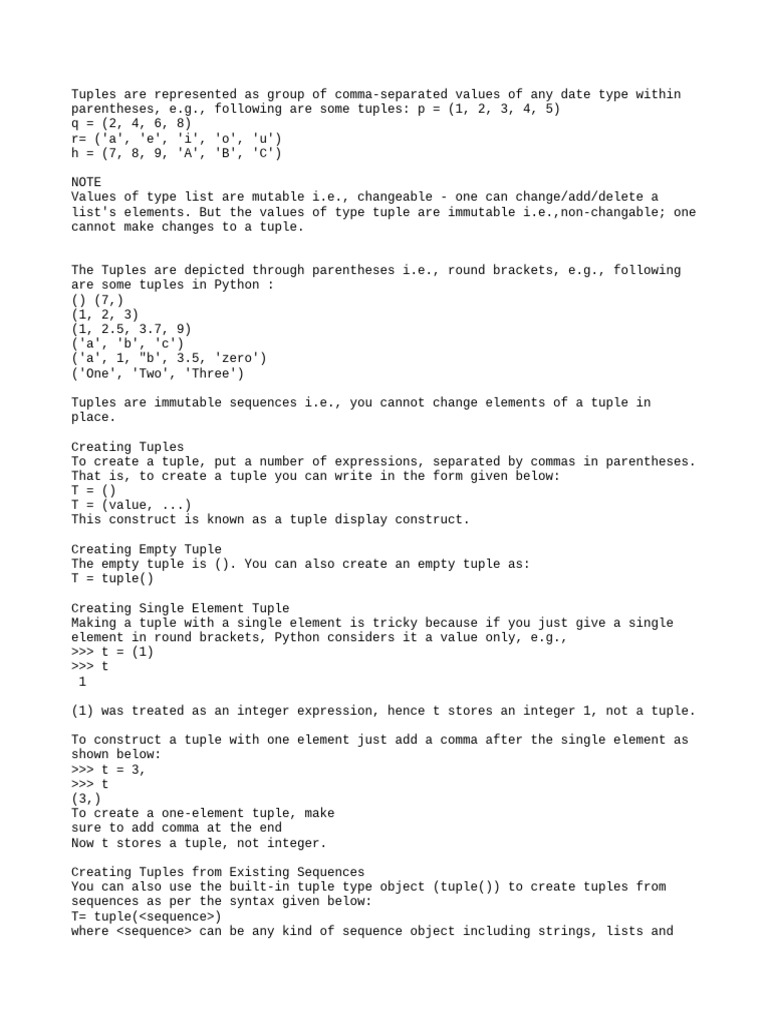 Tuples | PDF | Bracket | Sequence Tuples | PDF | Bracket | Sequence