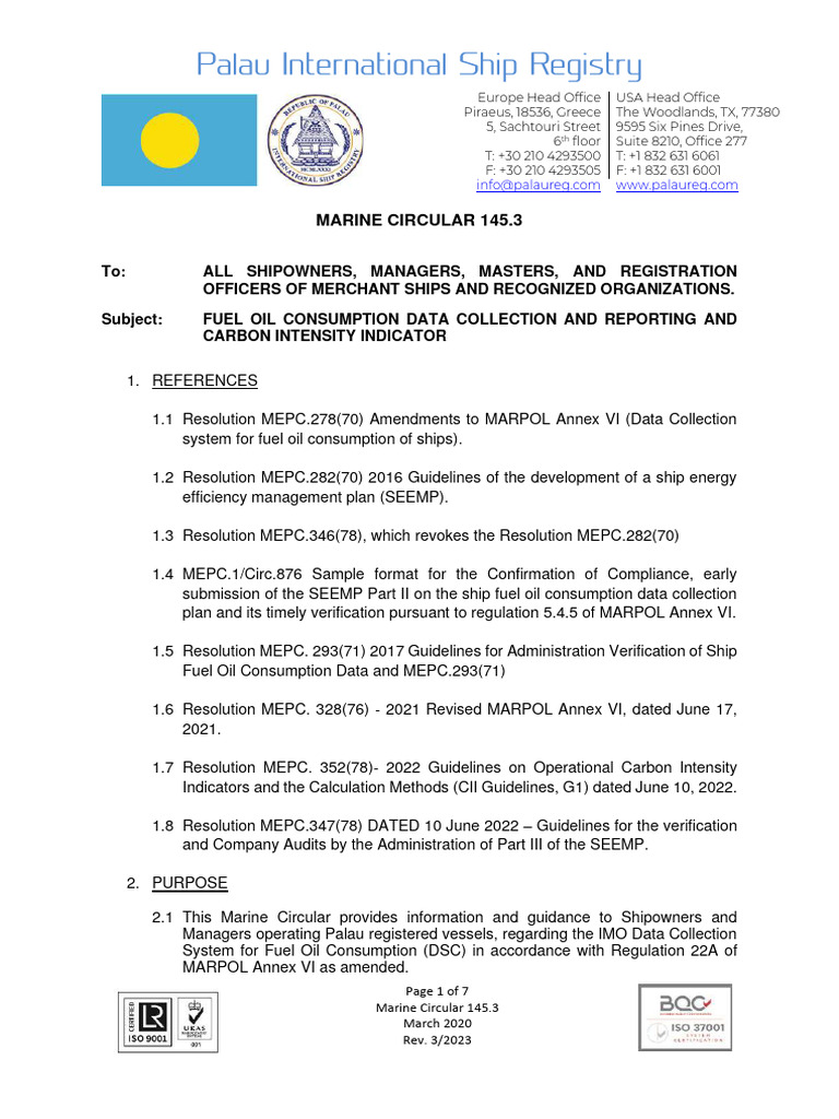 MC 145 3 Fuel Oil Consumption Data Collection and Reporting Yjqebr ...