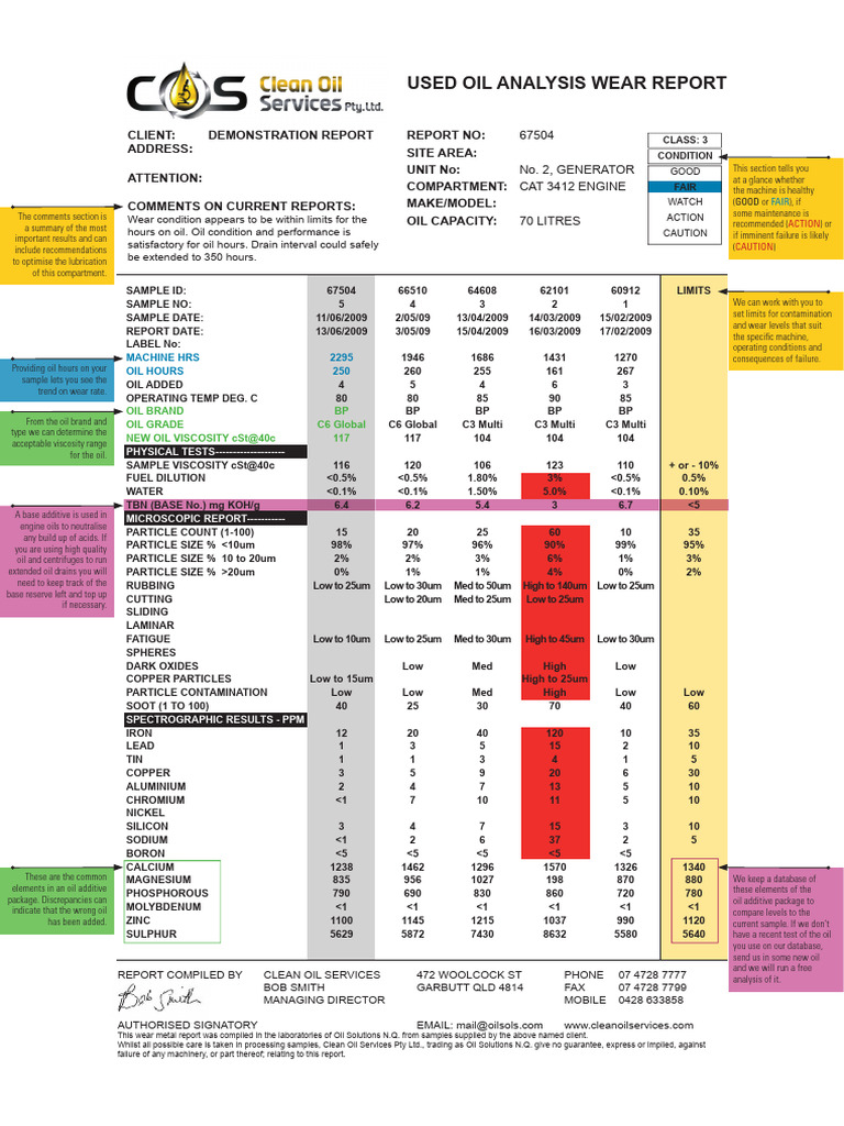 Oil Analysis Report Summary | PDF | Physical Sciences | Mechanical ...