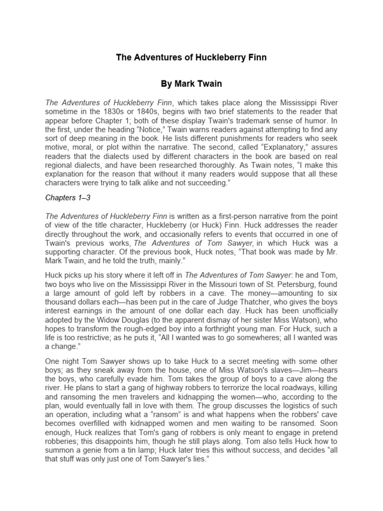 The Adventures of Huckleberry Finn | PDF | Huckleberry Finn ...